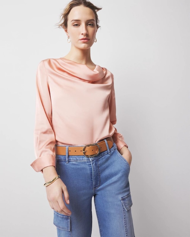 Satin Cowl Neck Blouse | White House Black Market